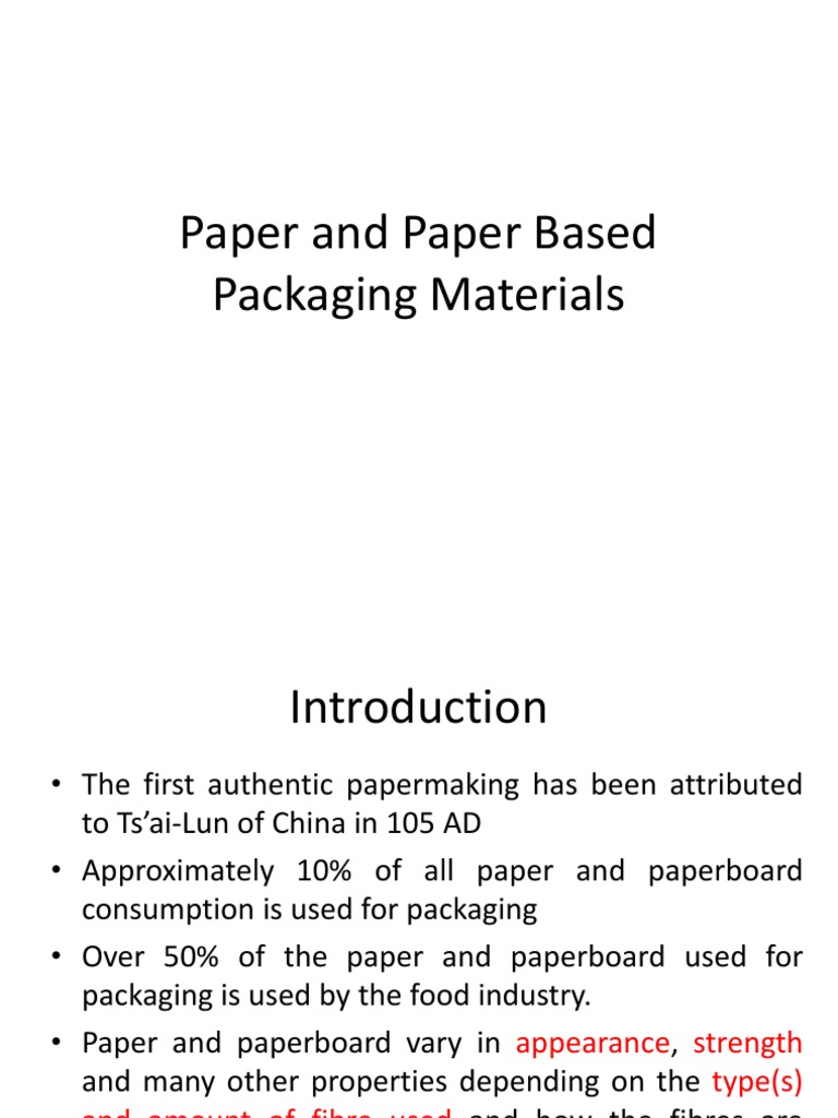 Paper and Paper Based Packaging Materials | PDF | Pulp (Paper) | Paper