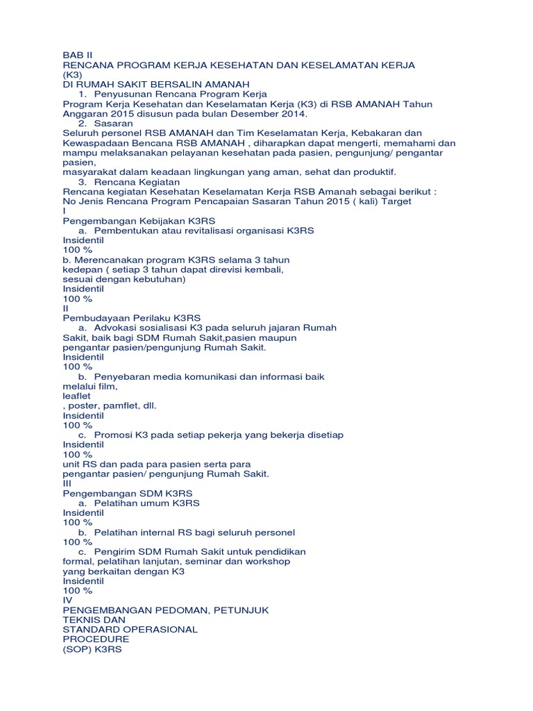 Contoh Program Kerja K3 RS | PDF