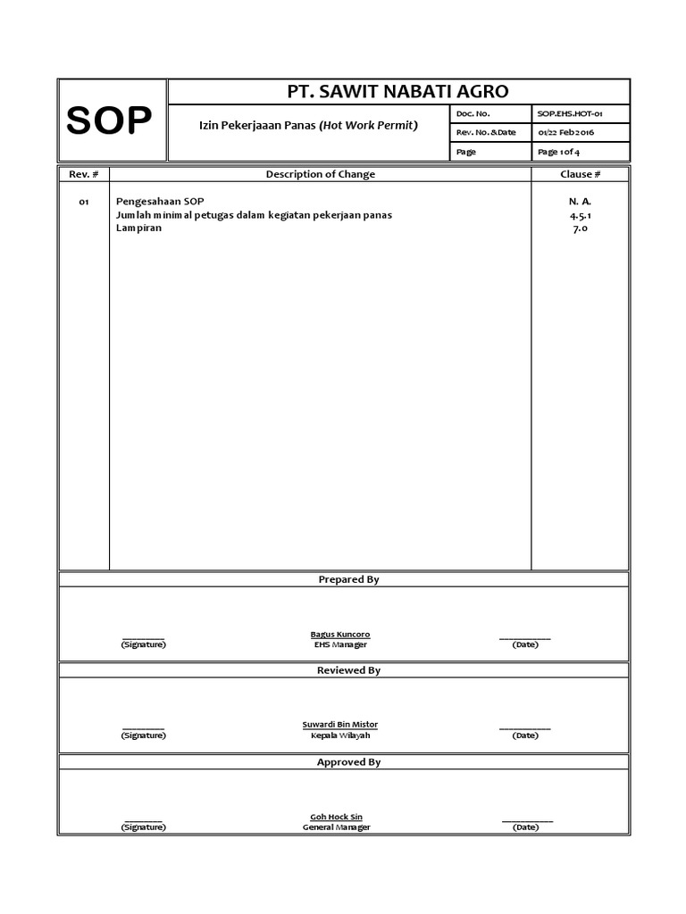 SOP - EHS.HOT-01 Izin Pekerjaan Panas (Hot Work Permit) Fin Draft ...