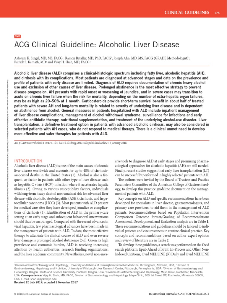 ACG Clinical Guideline Alcoholic Liver Disease.9 | PDF | Alcoholism ...