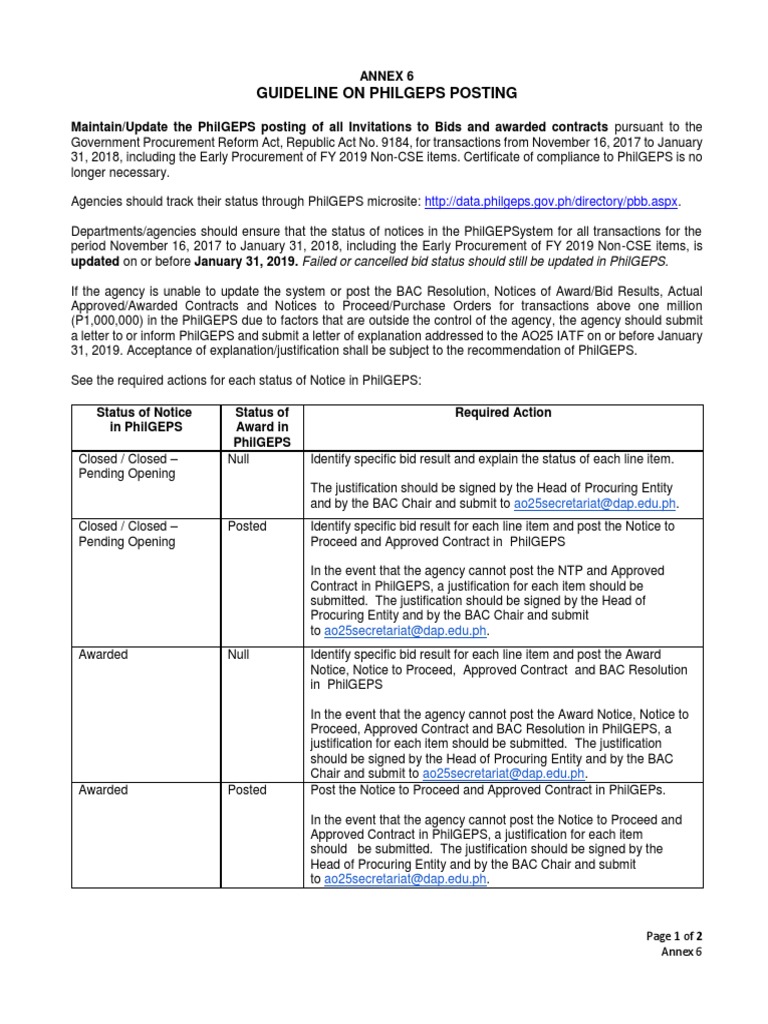 PhilGEPS Posting Guidelines Update | PDF | Procurement | Justice