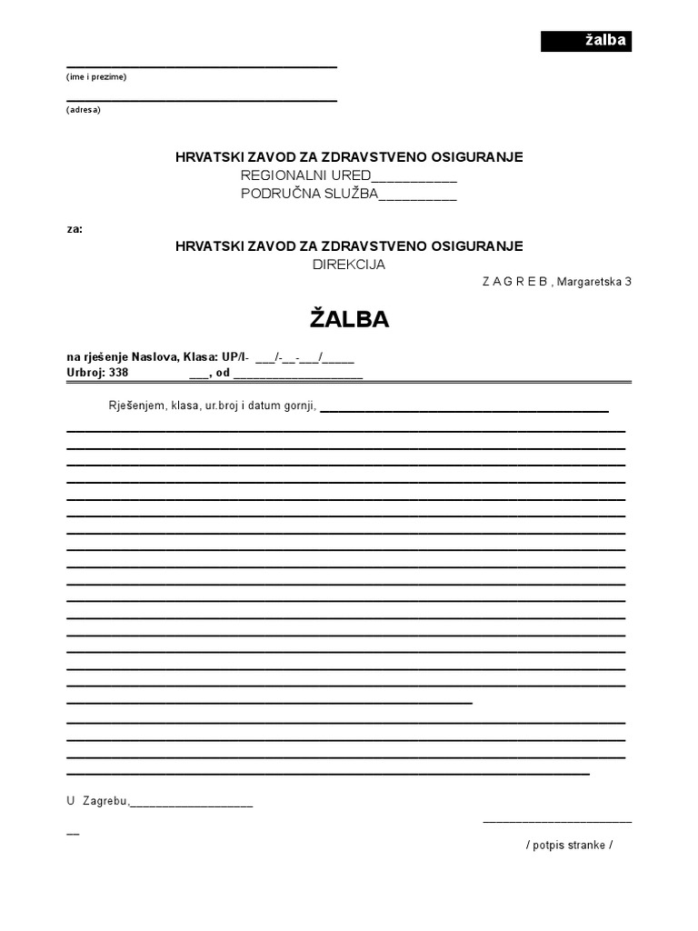Obrazac Zalba | PDF