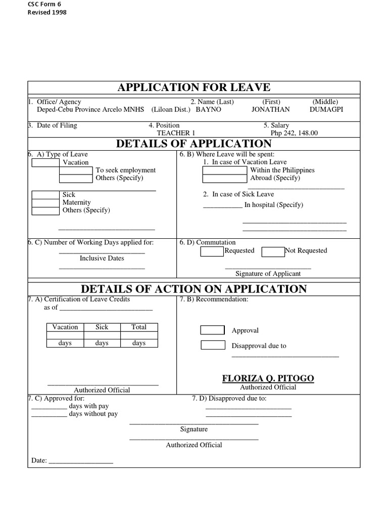 Application For Leave | PDF | Government | Business