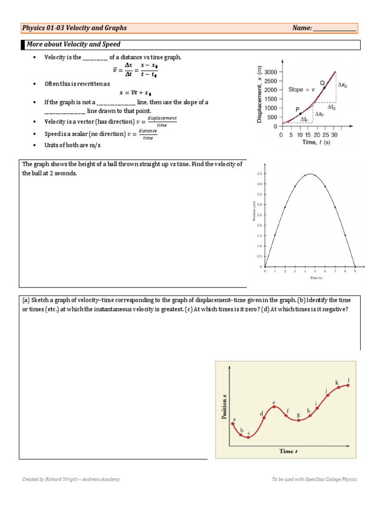 Physics 01-03 Velocity and Graphs PDF | PDF | Velocity | Speed