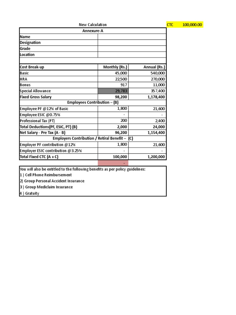 CTC Structure FEB20 | PDF | Salary | Services (Economics)