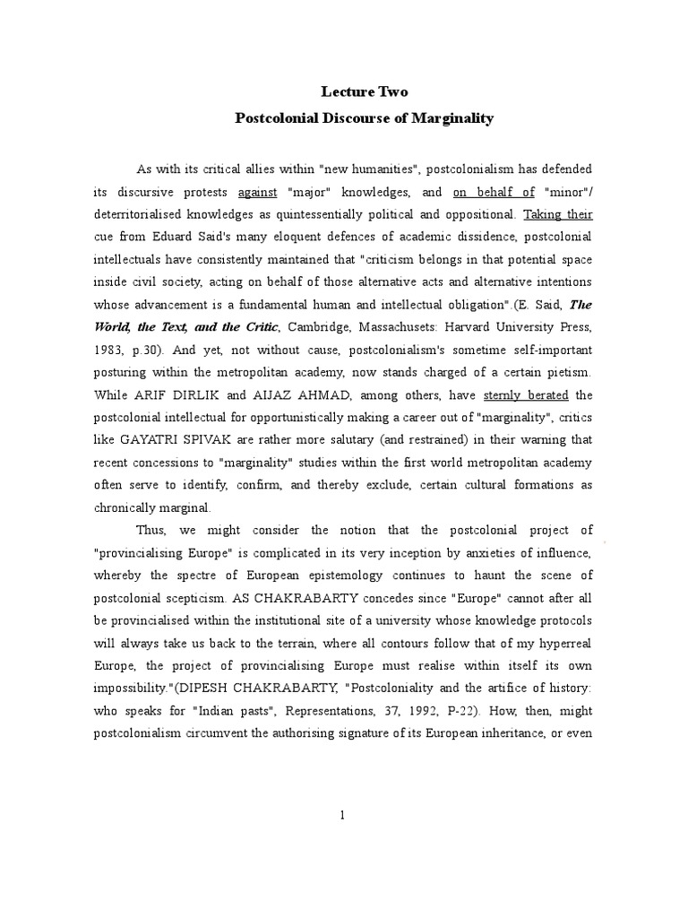 Lecture 2 Pdf Postcolonialism Reason