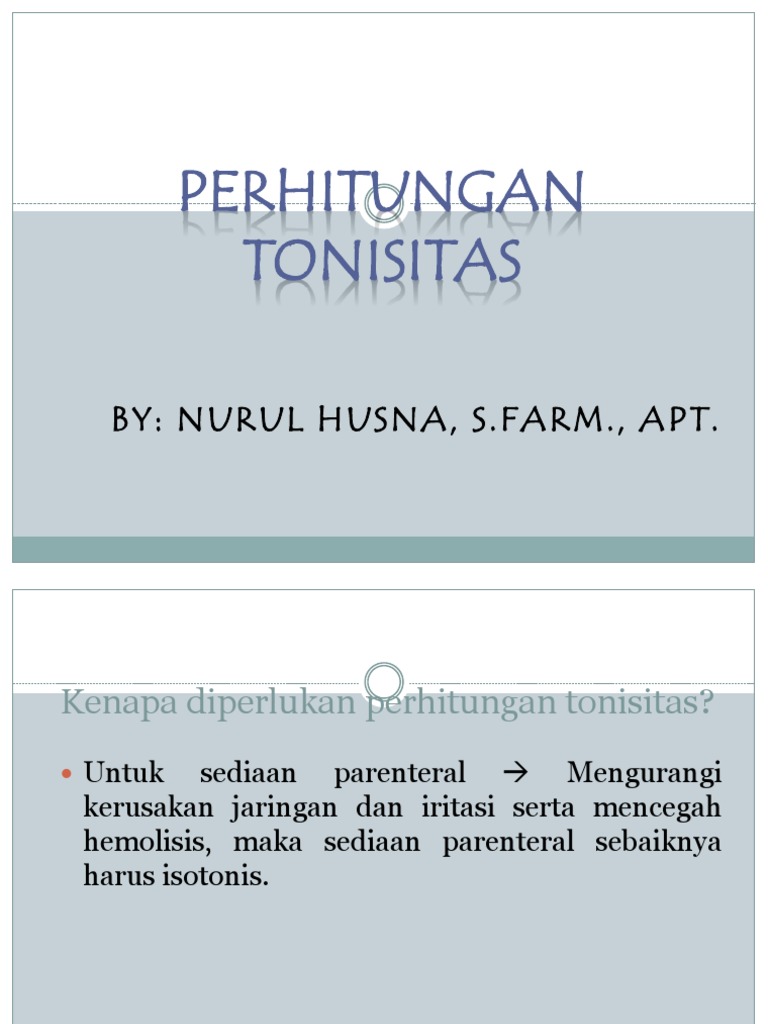 Perhitungan Tonisistas | PDF
