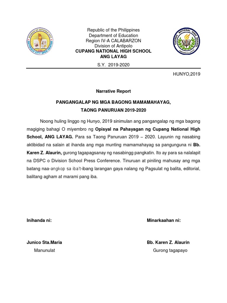 Narrative Report Sample | PDF