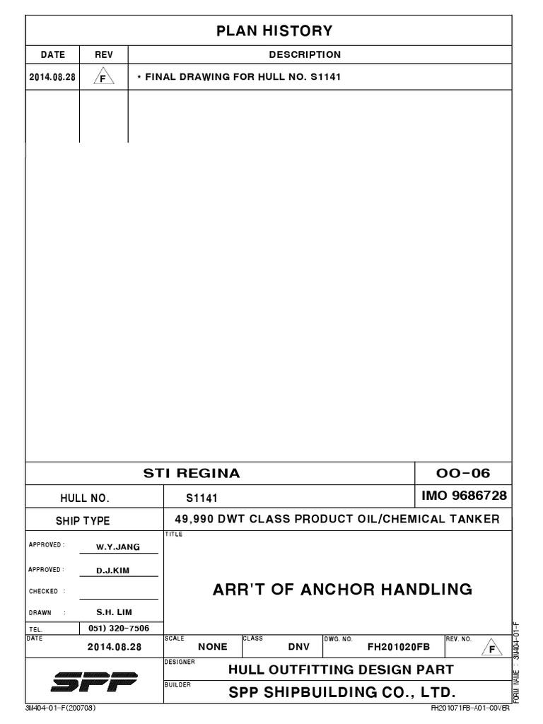 Anchor Handling Arrangement Plan | PDF | Ship Types | Merchant Navy