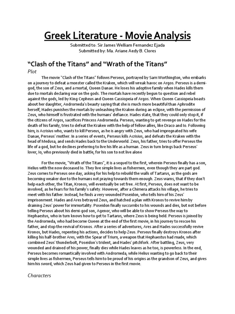 Clash of The Titan Movie Review | PDF | Hera | Hades