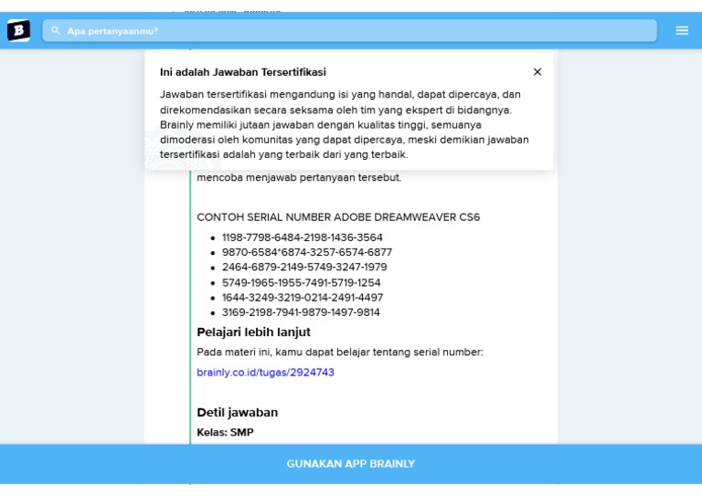 Contoh Serial Number Dreamweaver CS6 | PDF | Bisnis | Komputer