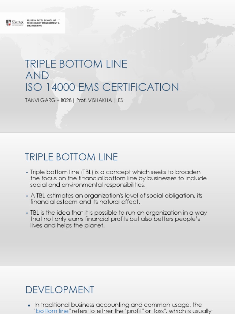 Triple Bottom Line & ISO 14000 Overview | PDF | Economy And The ...