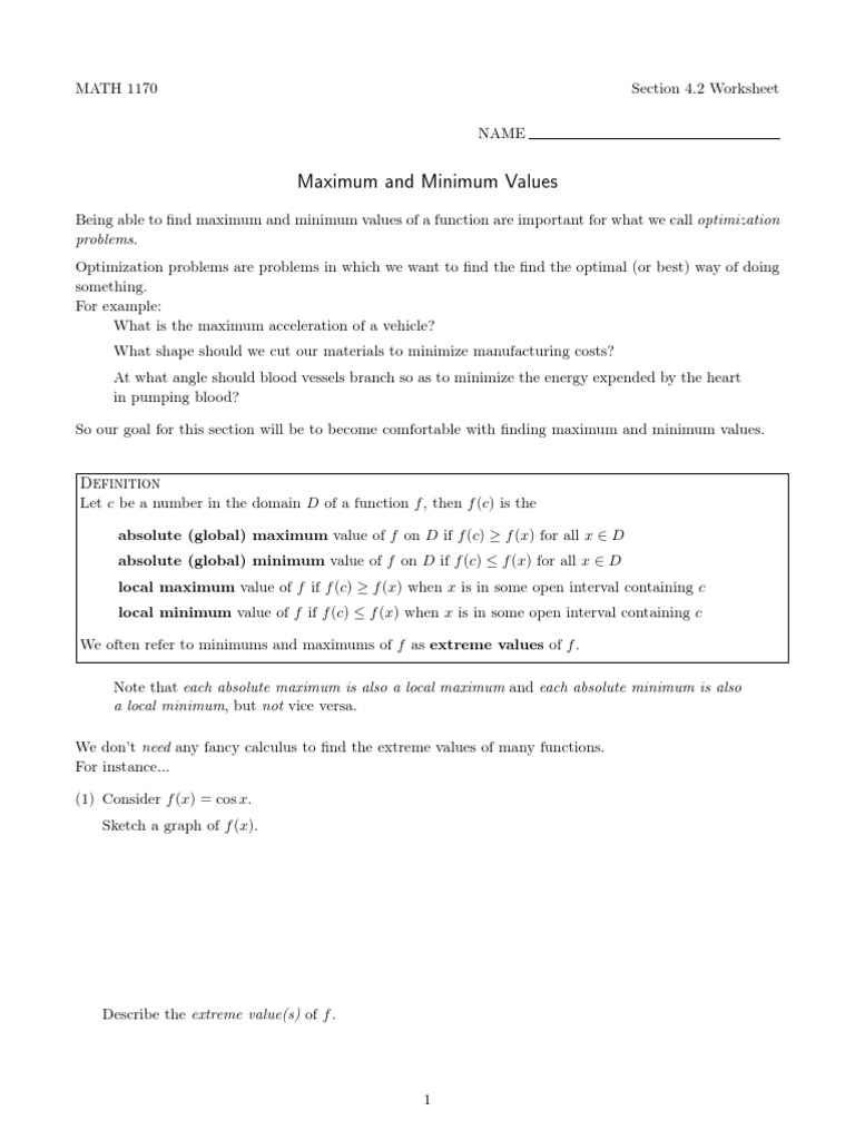 Max Min | PDF | Maxima And Minima | Function (Mathematics)