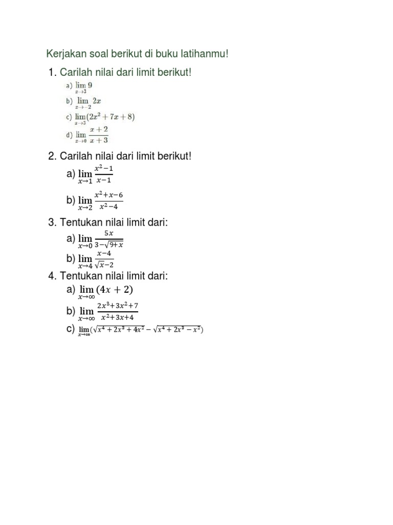 Soal Latihan Limit | PDF