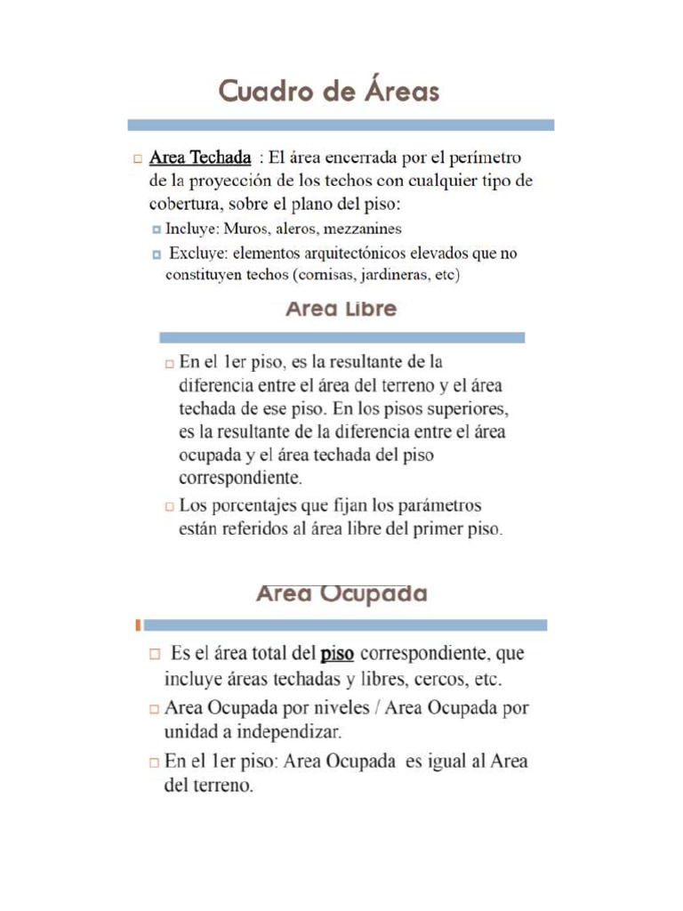 Area techada, area ocupada y area construida | Área rural | Calle