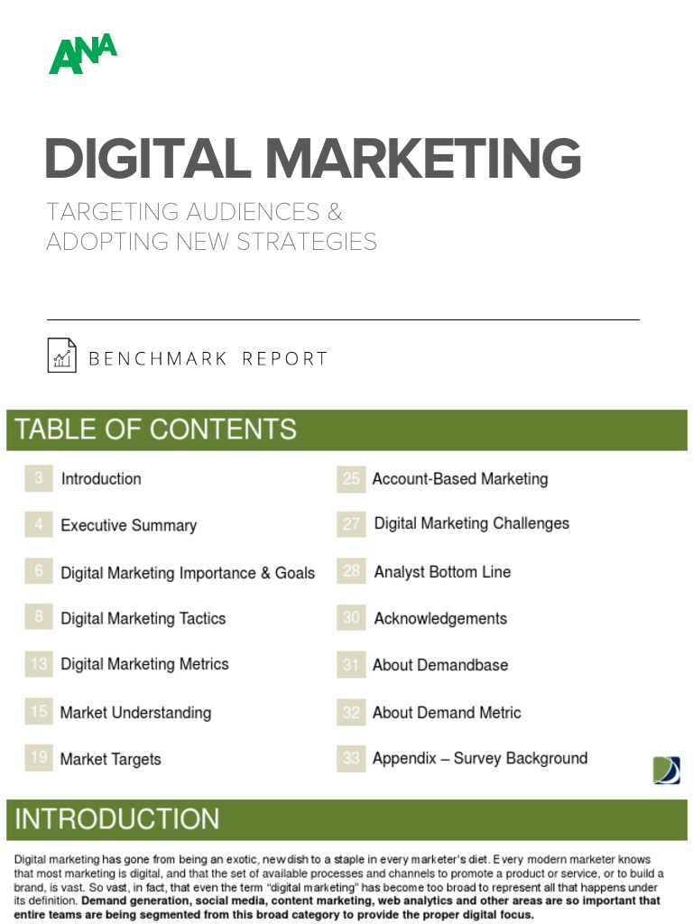 ANA Digital Marketing Benchmark Report | PDF | Digital Marketing ...