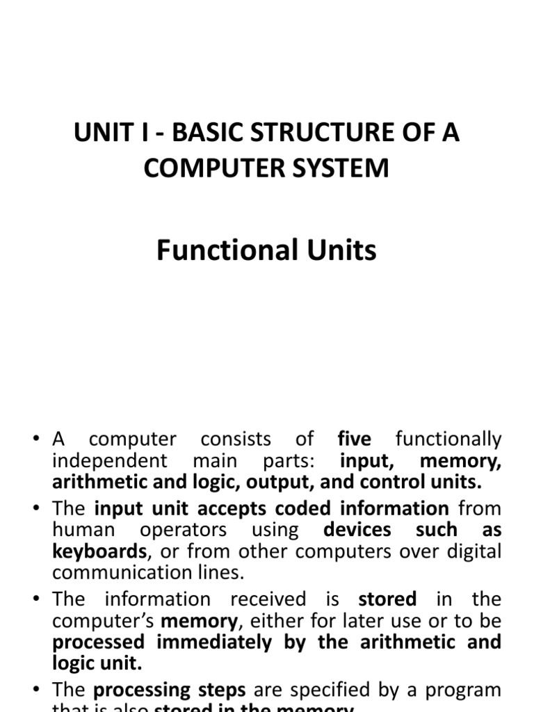 Functional Units | PDF | Computer Data Storage | Input/Output