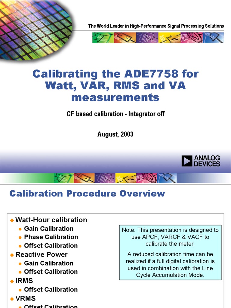 ADE7758 Calibration Aug2003 | PDF | Calibration | Analog To Digital ...