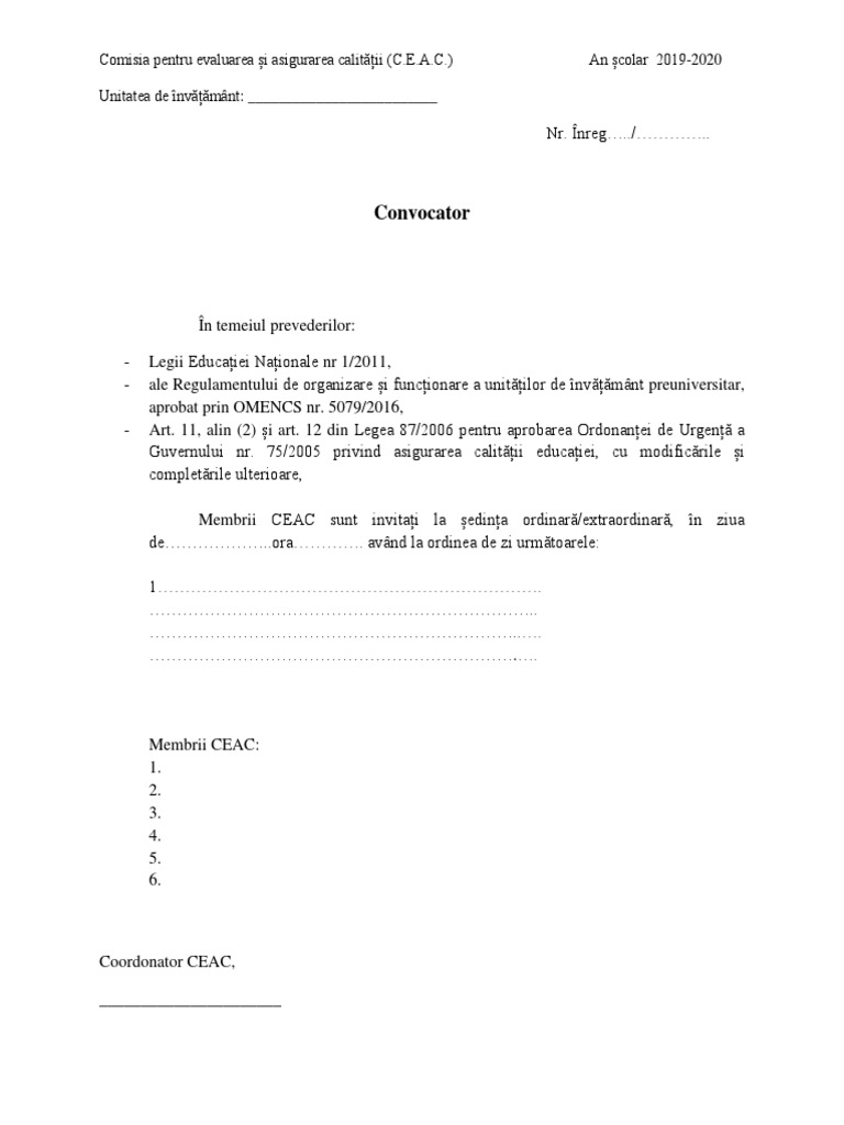 Model Convocator | PDF