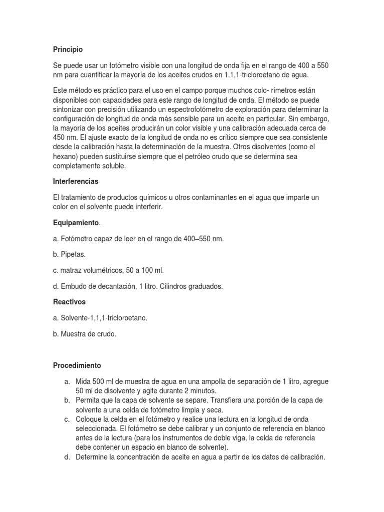Api RP 45 Curva Hach | PDF | Concentración | Solvente
