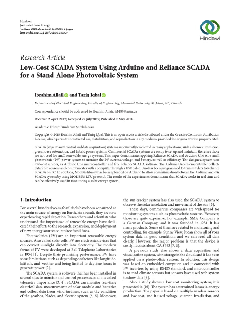 Low-Cost SCADA System Using Arduino and Reliance S | PDF ...