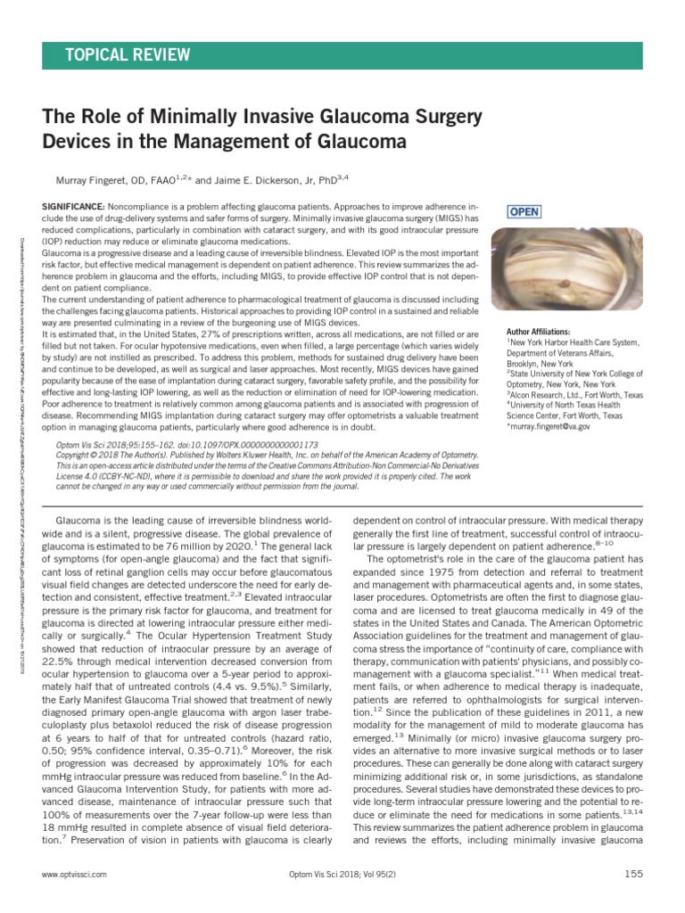 The Role Of Minimally Invasive Glaucoma Surgery 12 Pdf Glaucoma