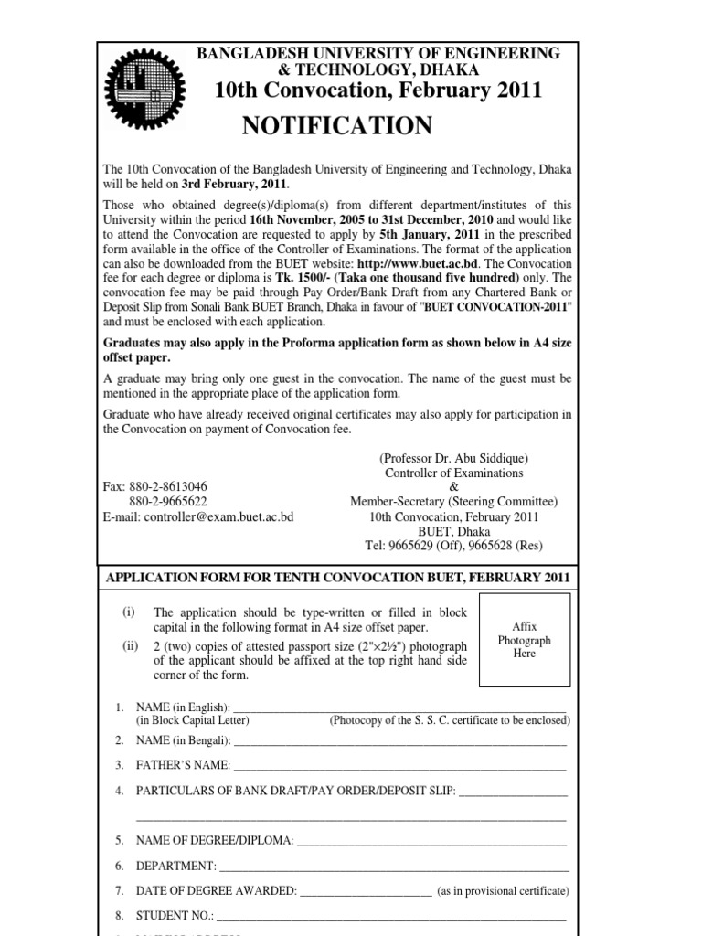 BUET 10th Convocation Notification 2011 | PDF | Business