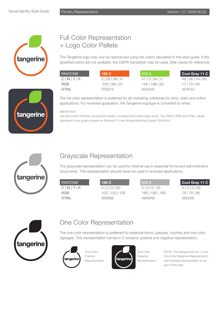 Tangerine Visual Identity Guide Initial Draft | PDF | Logos | Rgb Color ...