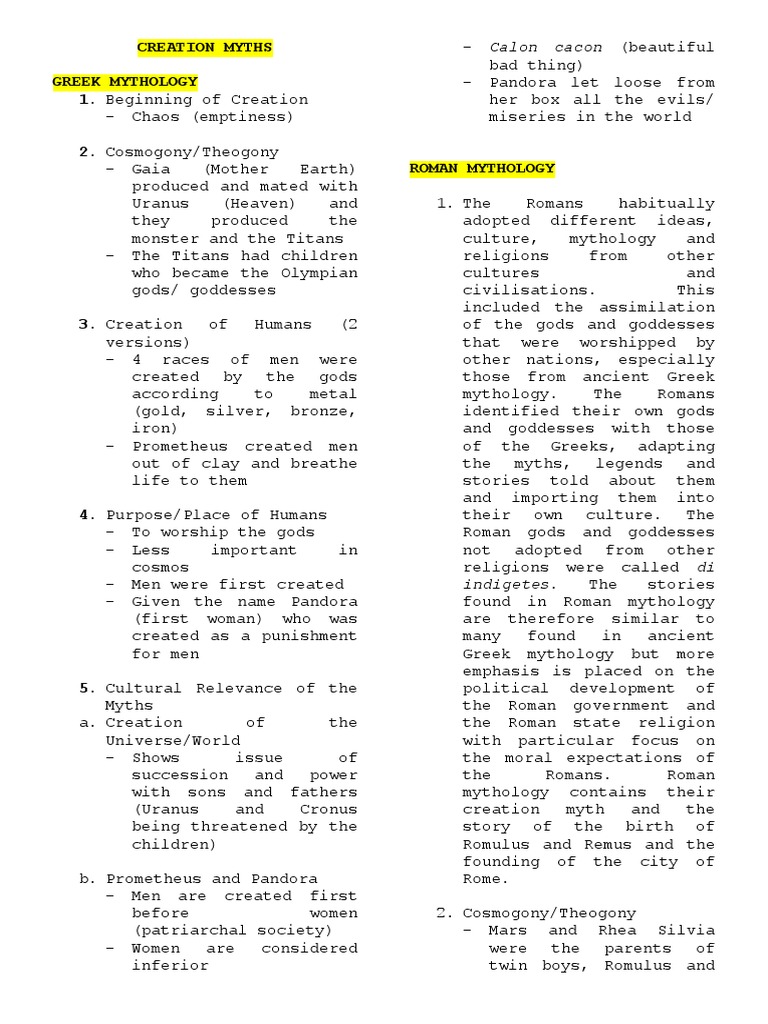 Mythology | PDF | Greek Mythology | Genesis Creation Narrative