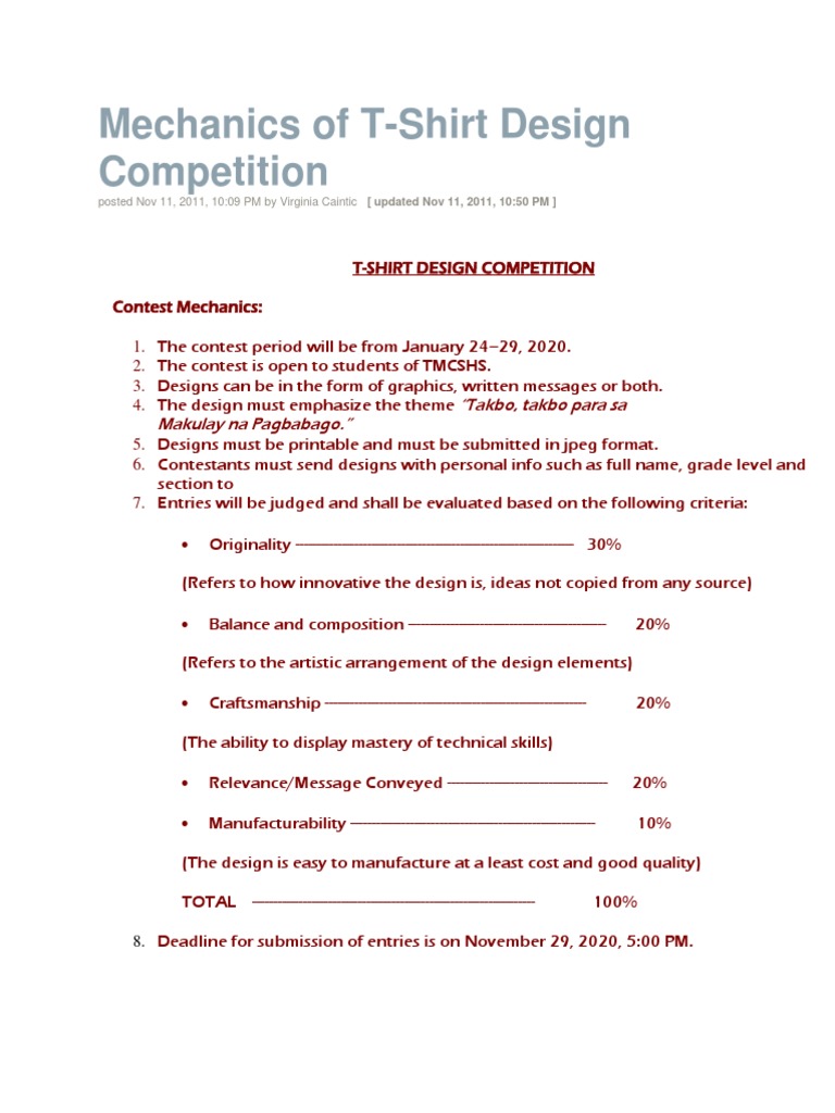 Mechanics of T Shirt Design Contest | PDF | Technology & Engineering