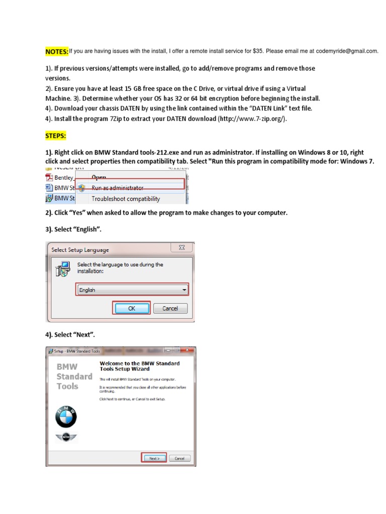 BMW Standard Tools 2.12 Install Instructions PDF | PDF | Computer File ...