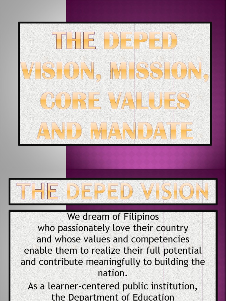 THE DepEd Vision, Mission, Core Values | PDF
