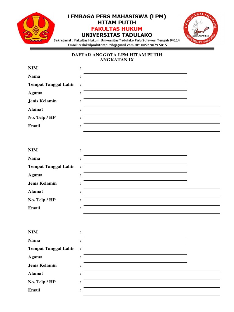 Daftar Anggota LPM Hitam Putih | PDF