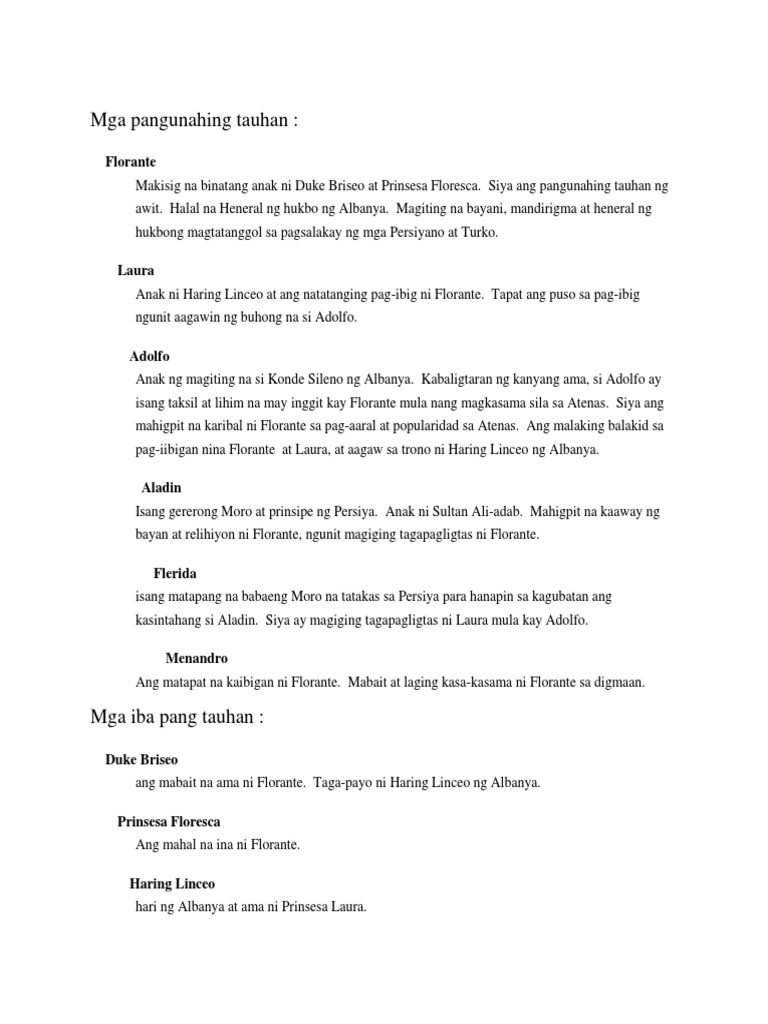 Mga Pangunahing Tauhan | PDF