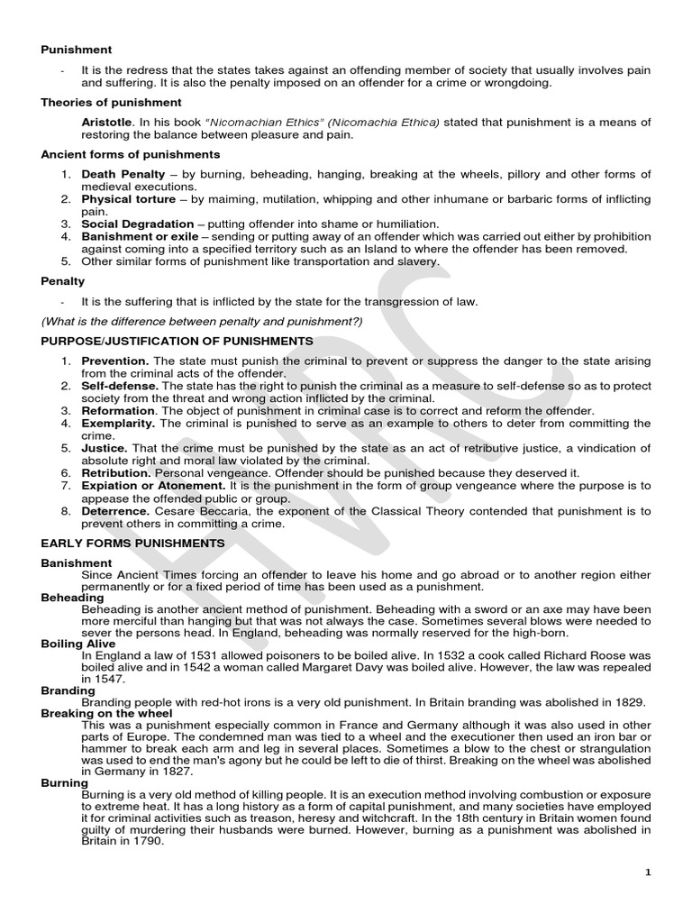 Ca1 Handouts | PDF | Prison | Punishments