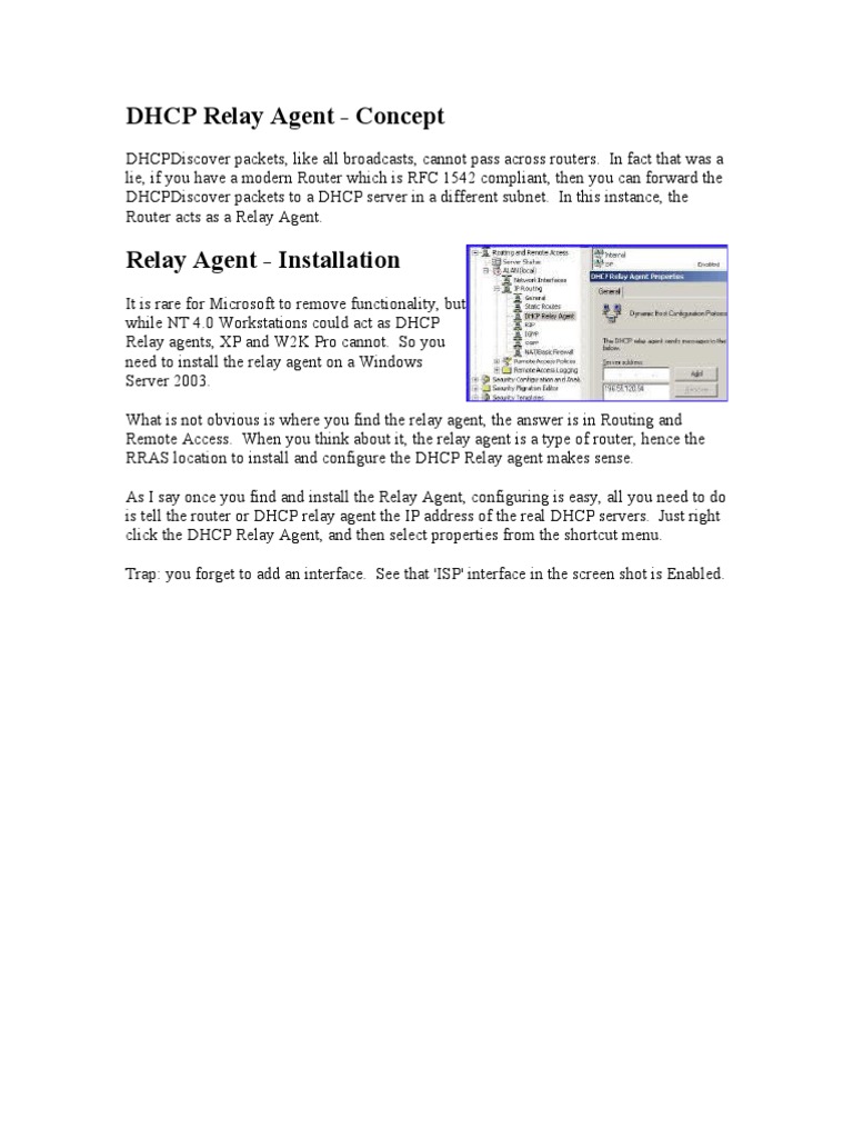DHCP Relay Agent - Concept | PDF | Router (Computing) | Ip Address