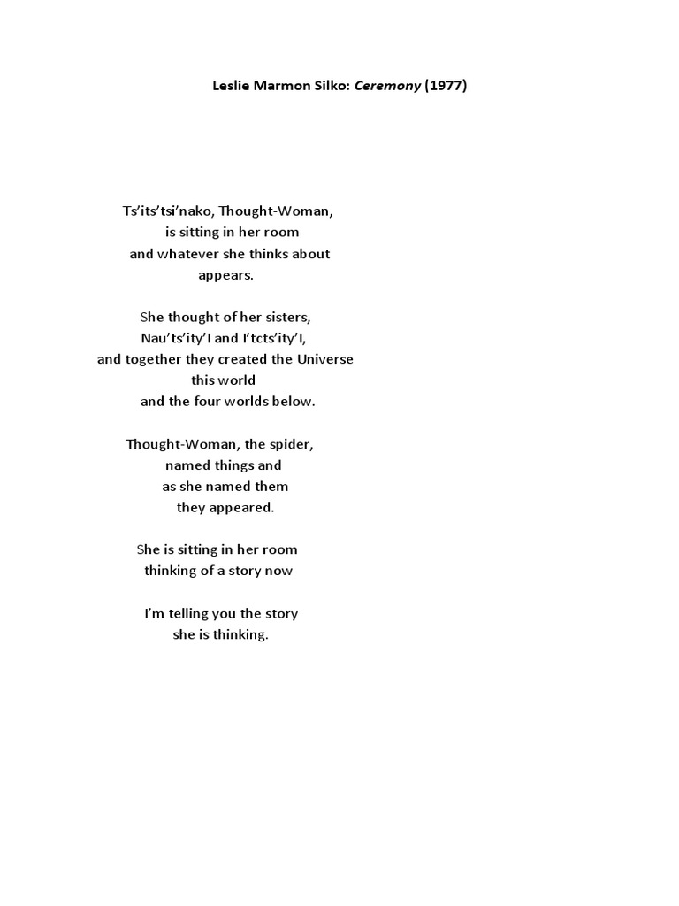 Leslie Marmon Silko. Poems From - Ceremony | PDF