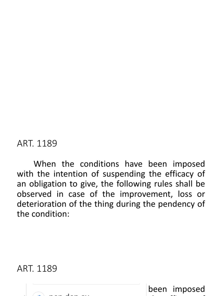 Articles 1189 - 1192 | PDF | Breach Of Contract | Indemnity