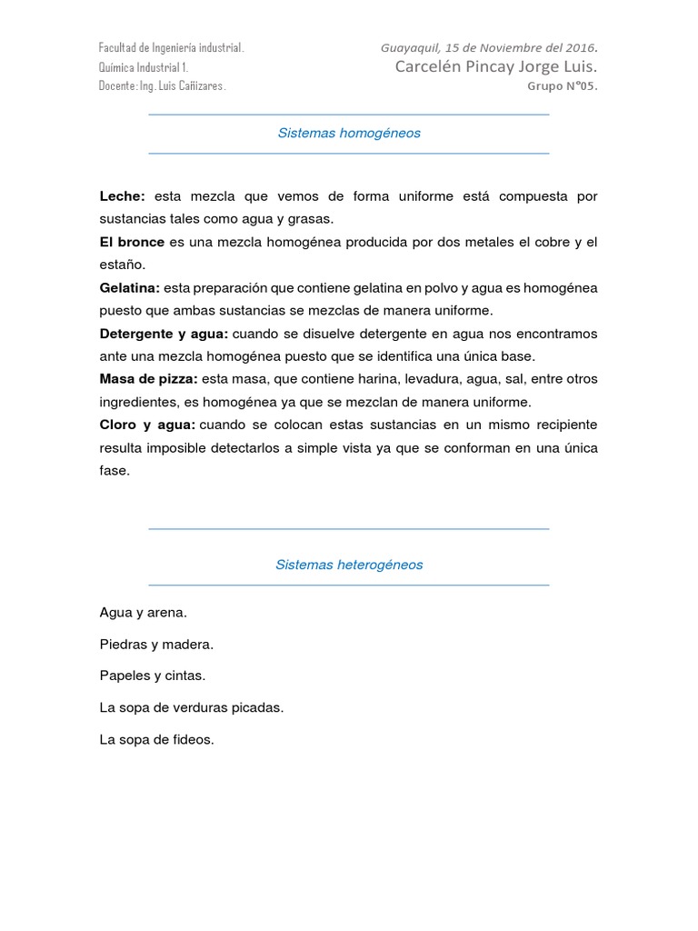 Mezclas Homogéneas e Heterogéneas | PDF | Cocina, comidas y vino ...