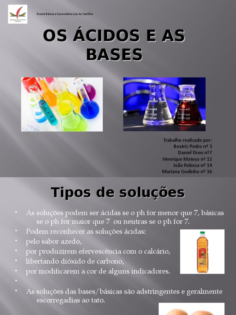 Os ácidos e as bases: propriedades, reações e aplicações no dia a dia ...