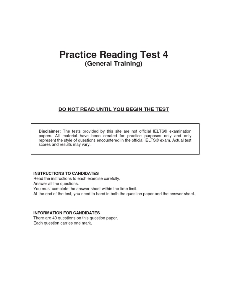 GT Reading Test 4