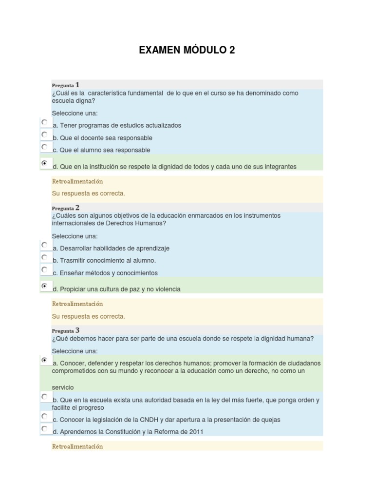 Examen Módulo 2 | PDF | Derechos humanos | Aprendizaje