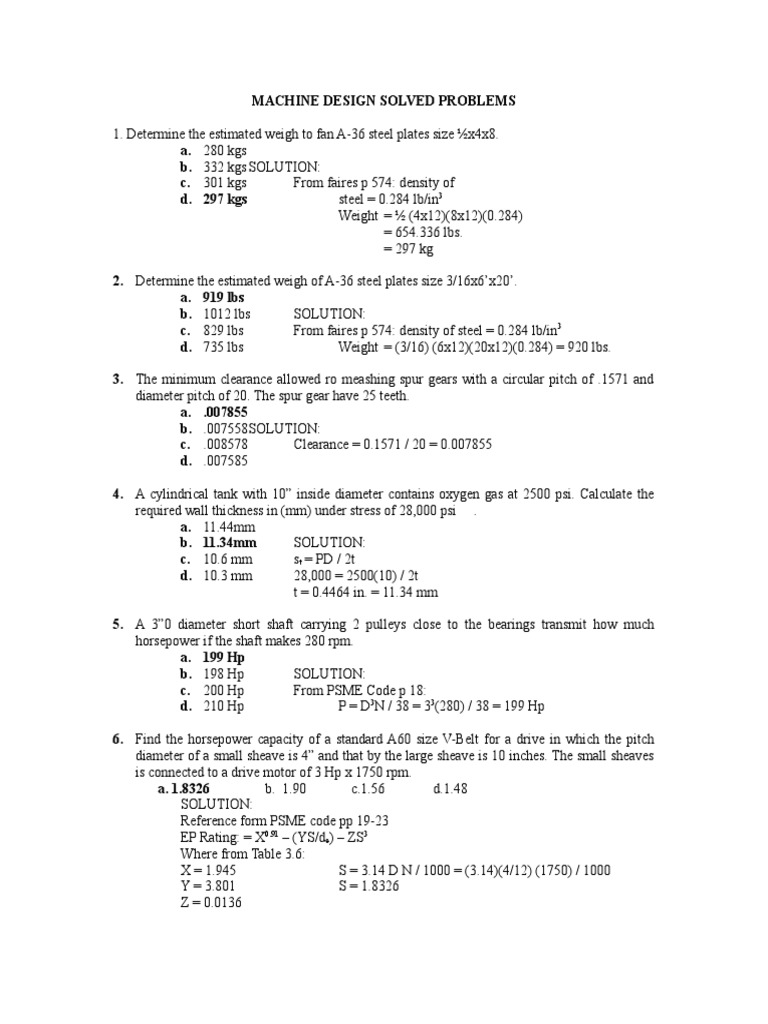 Machine Design Solved Problems | PDF