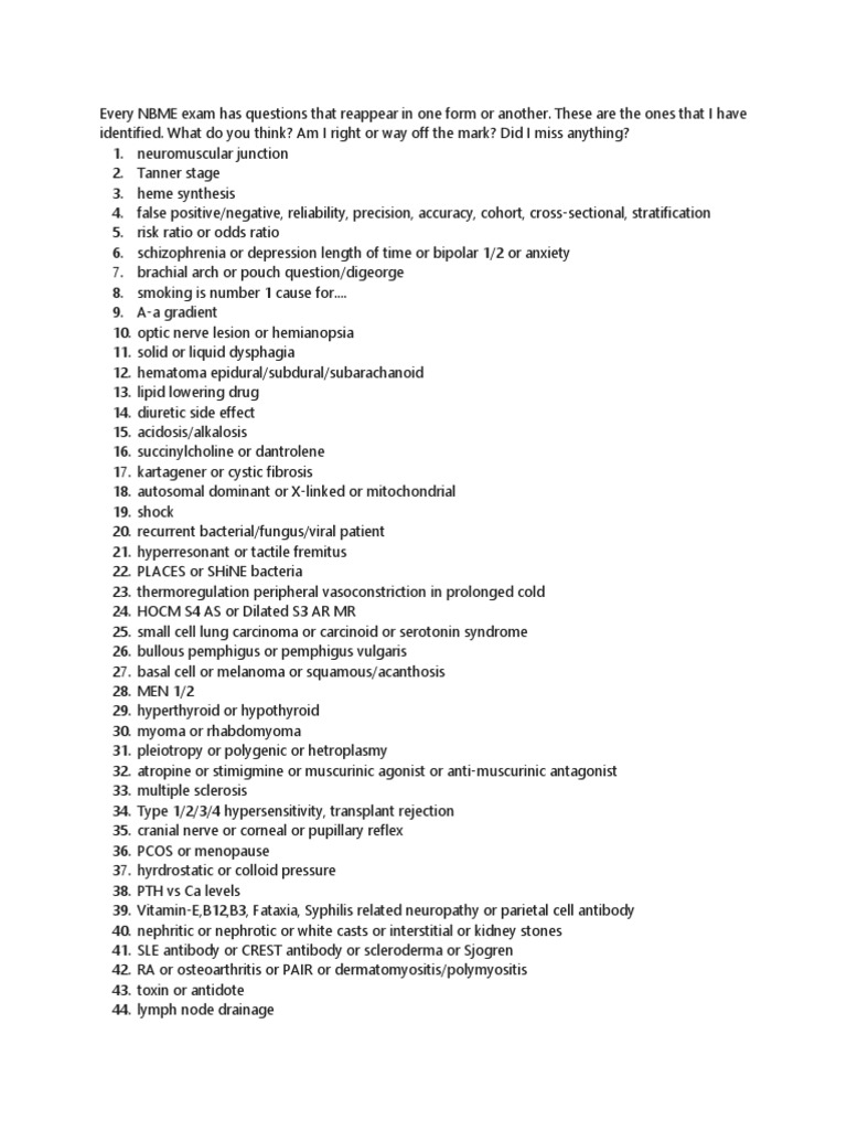 NBME Common Questions | PDF
