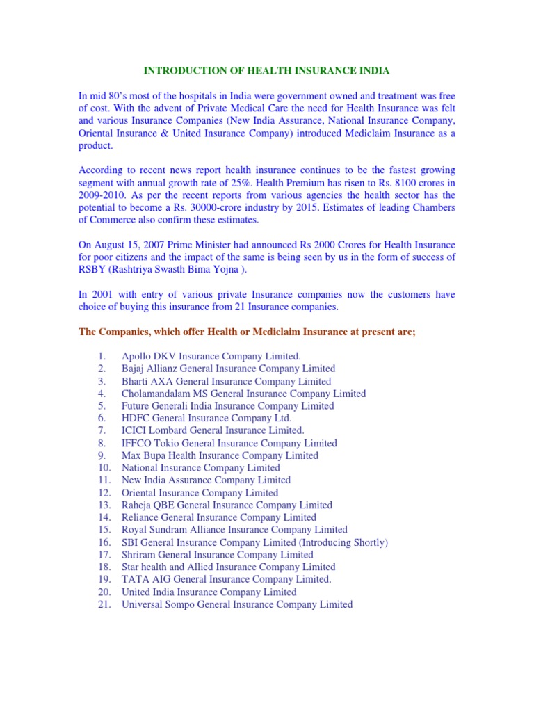 Introduction of Health Insurance PDF | PDF