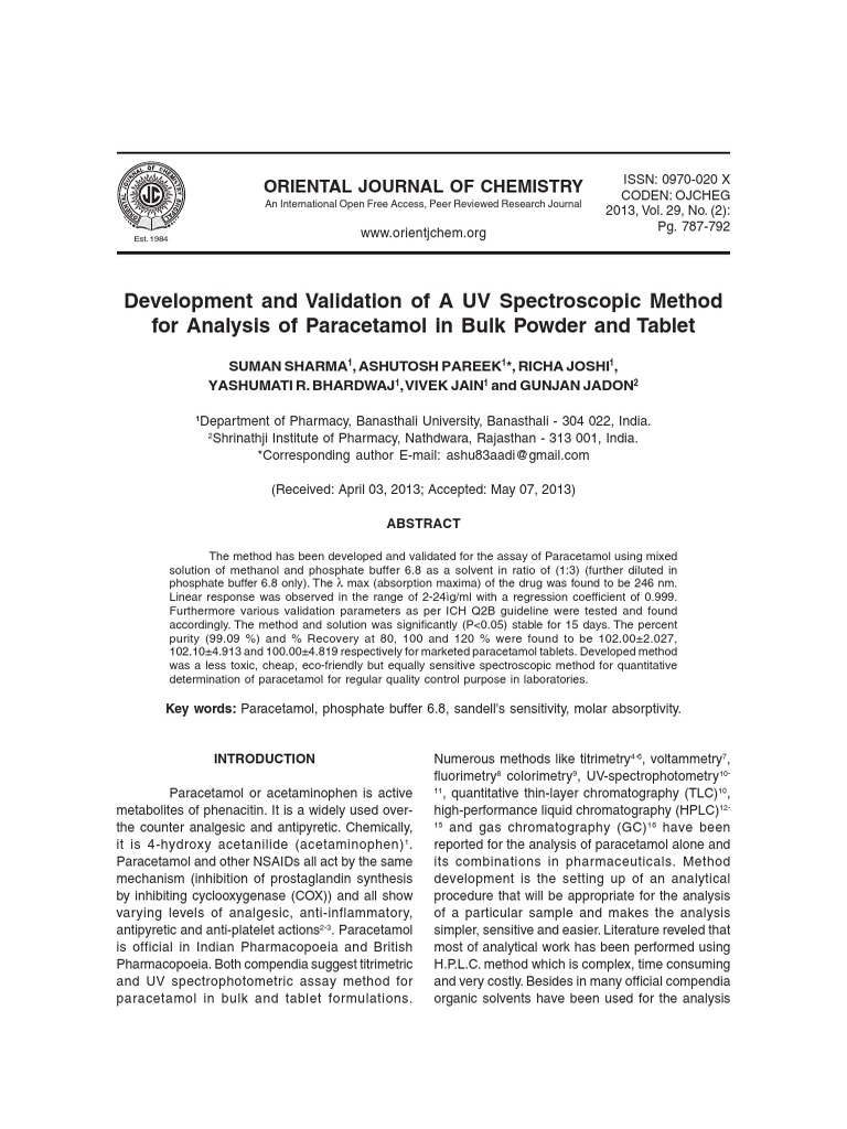 Paracetamol 9 Pdf Detection Limit Spectrophotometry