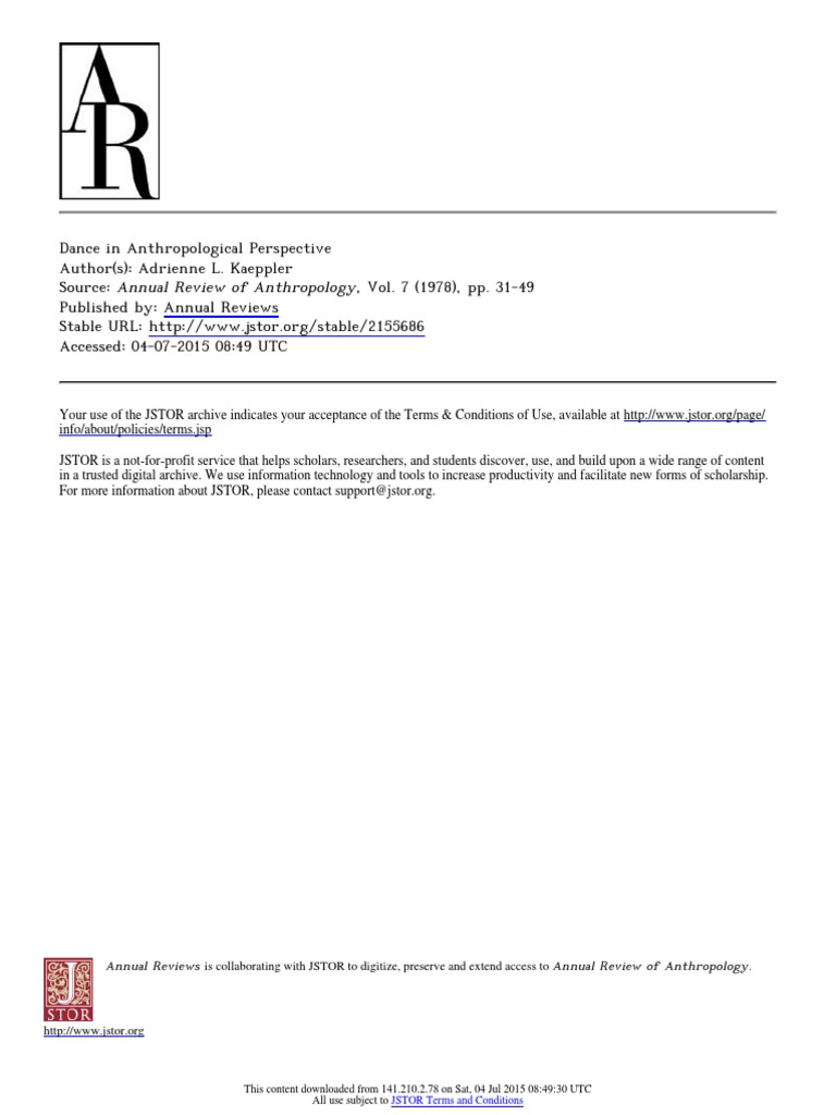 Kaeppler - Dance in Anthropological Perspective | PDF | Franz Boas ...