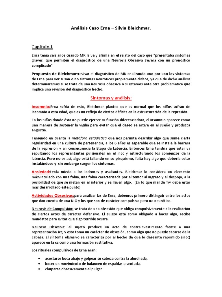 Análisis Caso Erna Silvia Bleichmar. | PDF | Neurosis | Libido
