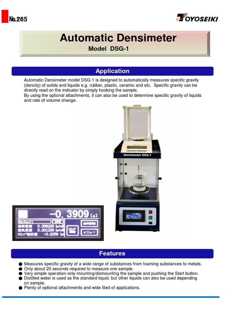 Automatic Densimeter DSG-1 | PDF | Density | Solid