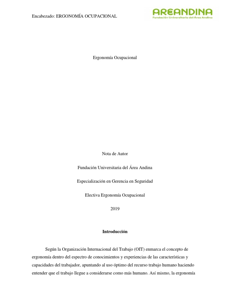 Actividad Eje1 Electiva Ergomia2 | PDF | Factores humanos y ergonomía | Empleo